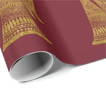 Personalized Gold Angel on Red Christmas Wrapping Paper | Zazzle