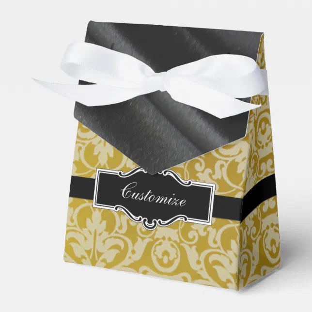 Personalized Gold & Black Tent Favor Box | Zazzle