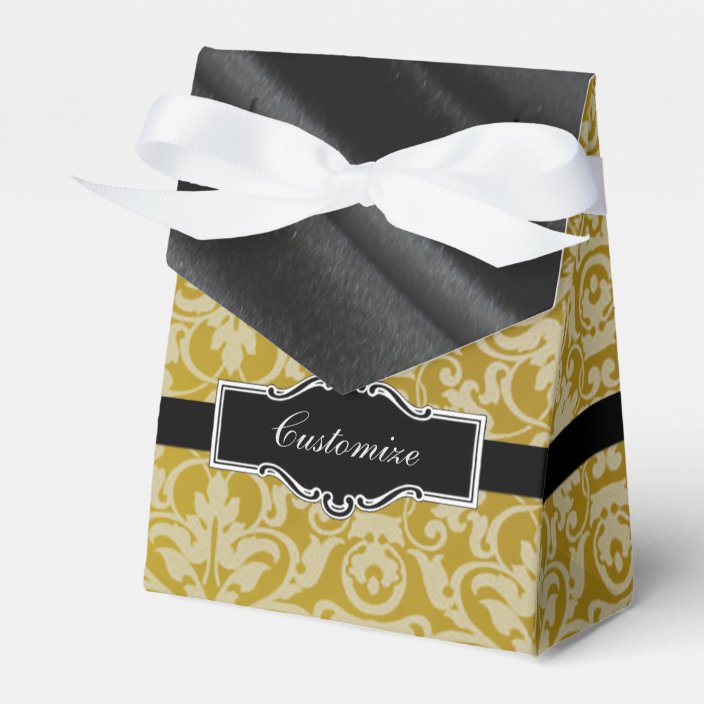 Personalized Gold & Black Tent Favor Box | Zazzle