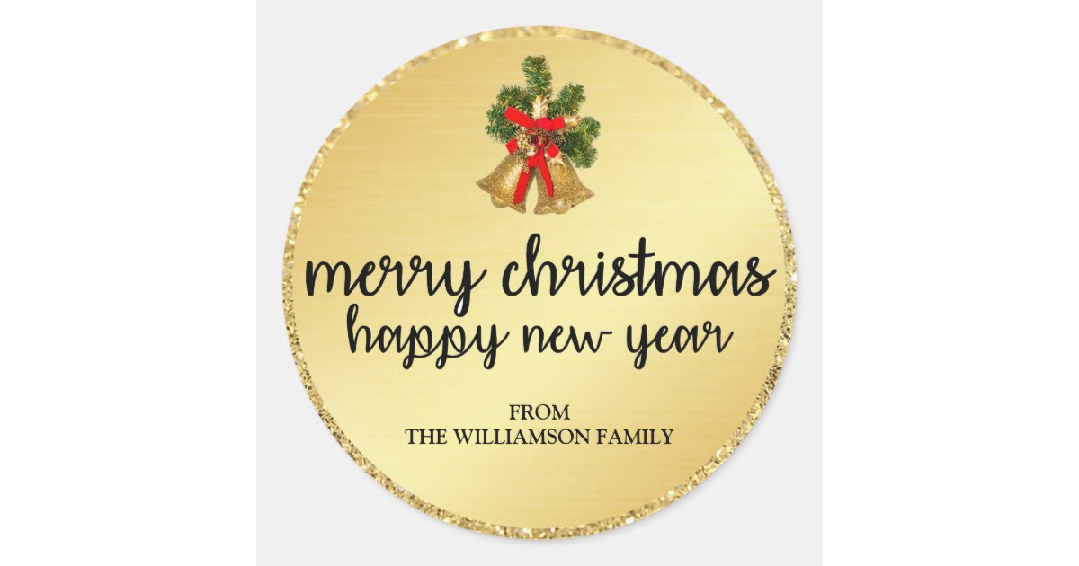 Personalized Gold Christmas Bells Envelope Seals | Zazzle