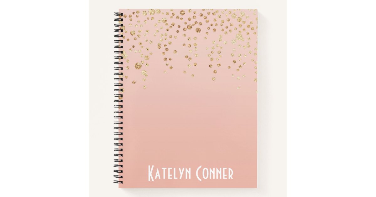 Personalized Gold Confetti Notebook | Zazzle