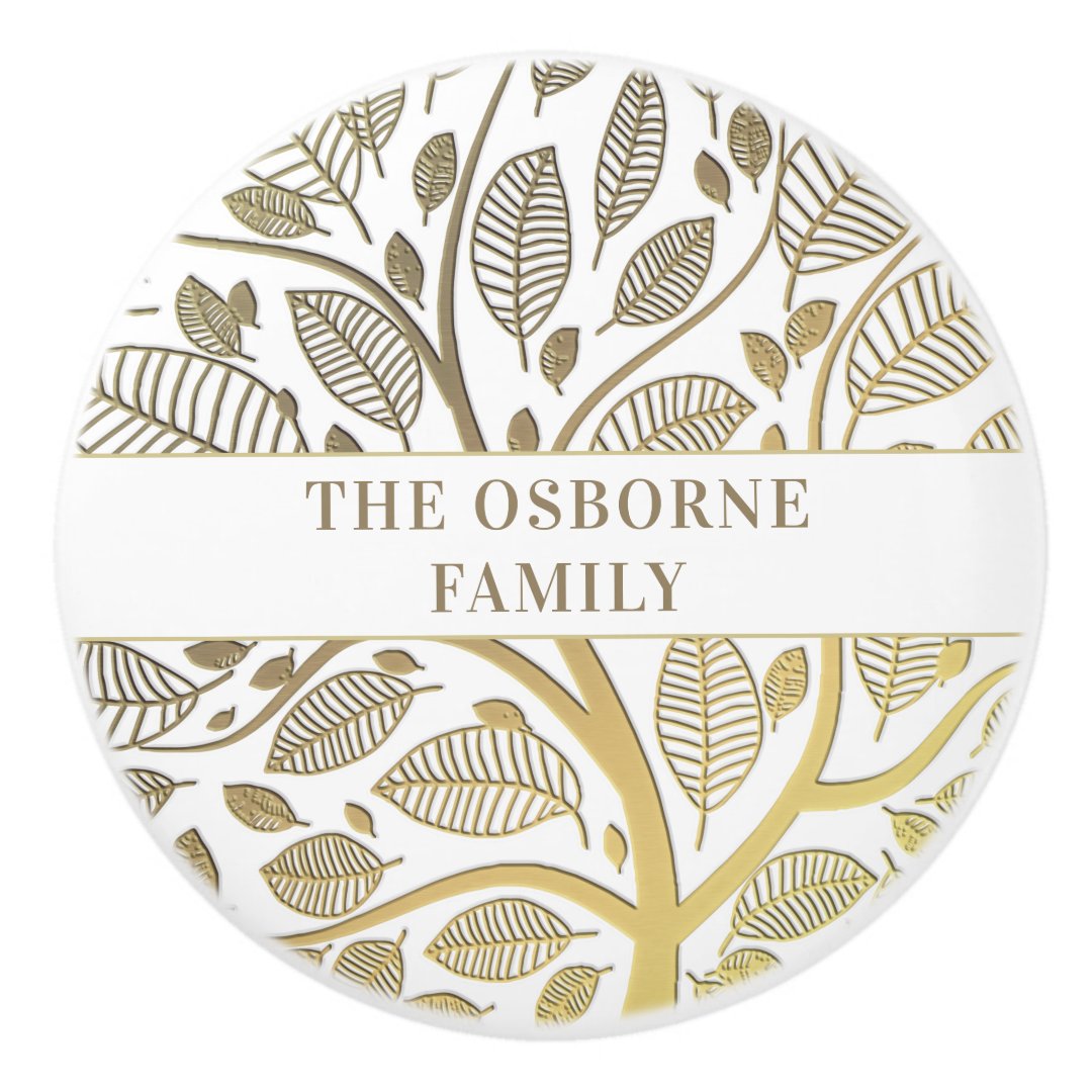 Personalized Gold Family Tree Genealogy Ceramic Knob | Zazzle