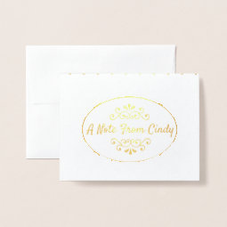 Personalized Gold Foil Note Card | Zazzle