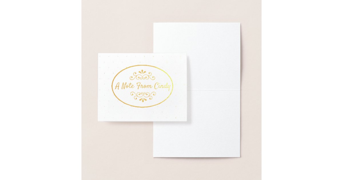 Personalized Gold Foil Note Card | Zazzle