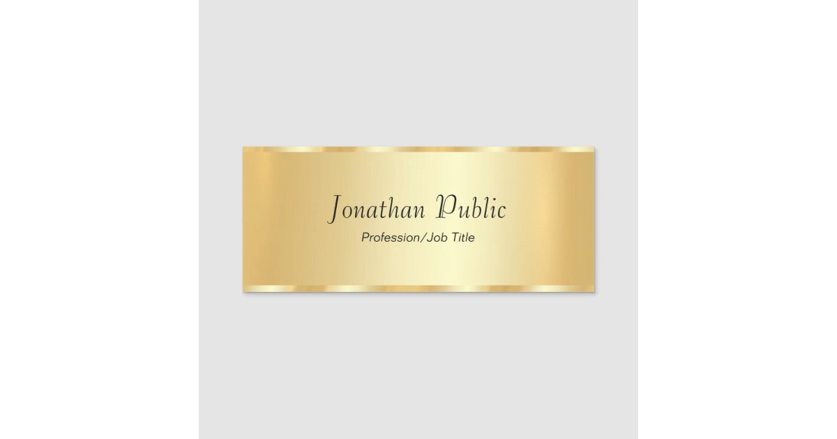 Personalized Gold Glamorous Elegant Script Trendy Name Tag | Zazzle