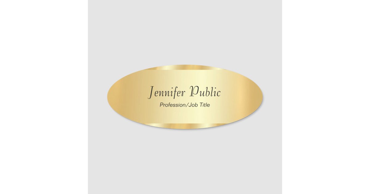 Personalized Gold Glamour Elegant Script Template Name Tag | Zazzle