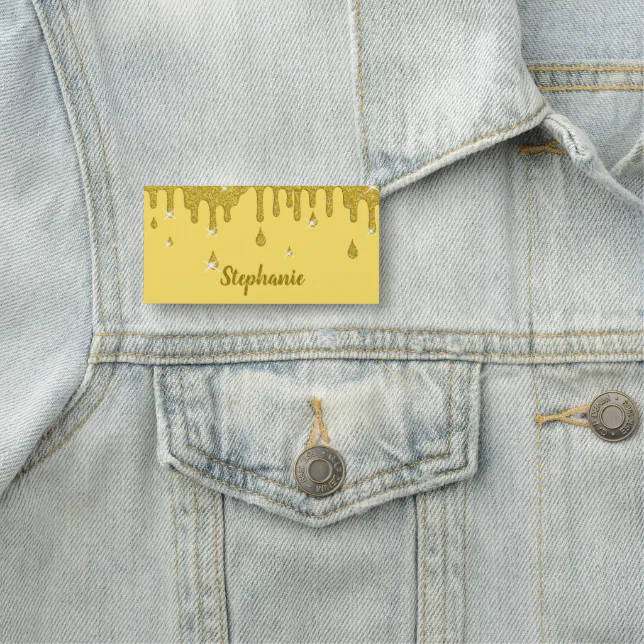 Personalized Gold Glitter Effect & Sparkles Name Tag | Zazzle