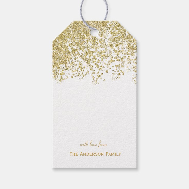 Personalized Gold Glitter Gift Tags | Zazzle