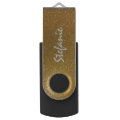 Personalized gold glitter swivel USB flash drive | Zazzle