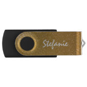 Personalized gold glitter swivel USB flash drive | Zazzle