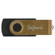 Personalized gold glitter swivel USB flash drive | Zazzle