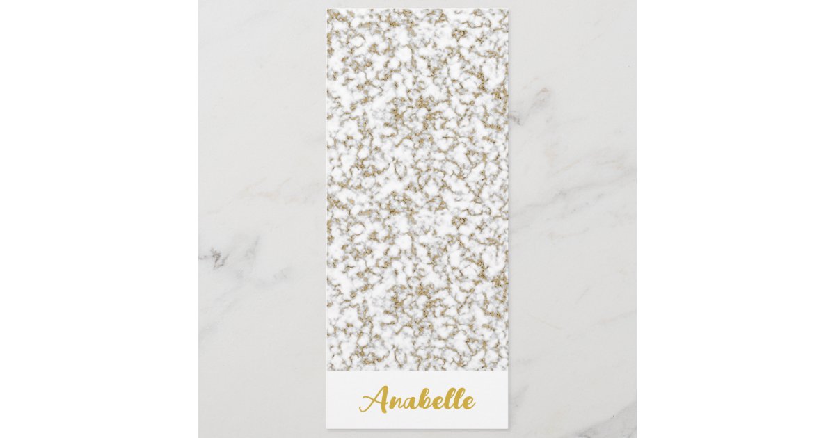 Personalized Gold Marble Bookmark | Zazzle