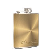Personalized Gold Metallic Radial Texture Flask | Zazzle