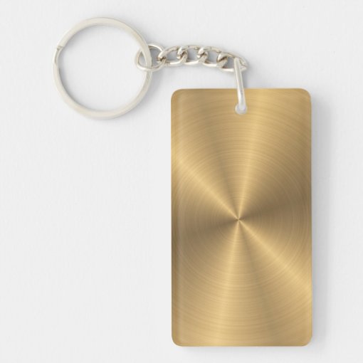 Personalized Gold Metallic Radial Texture Keychain | Zazzle