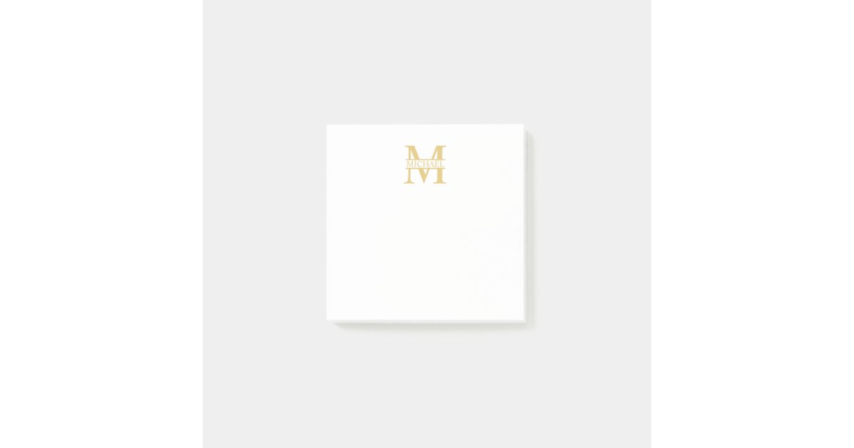 Personalized Gold Monogram and Name Post-it Notes | Zazzle