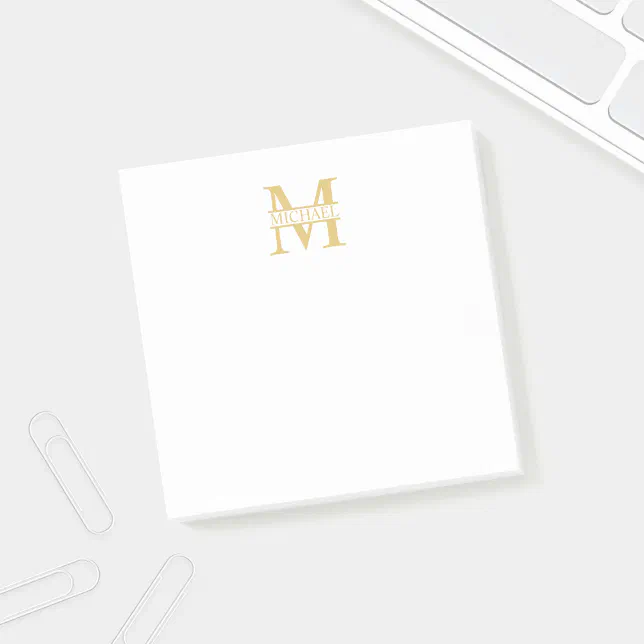 Personalized Gold Monogram and Name Post-it Notes | Zazzle