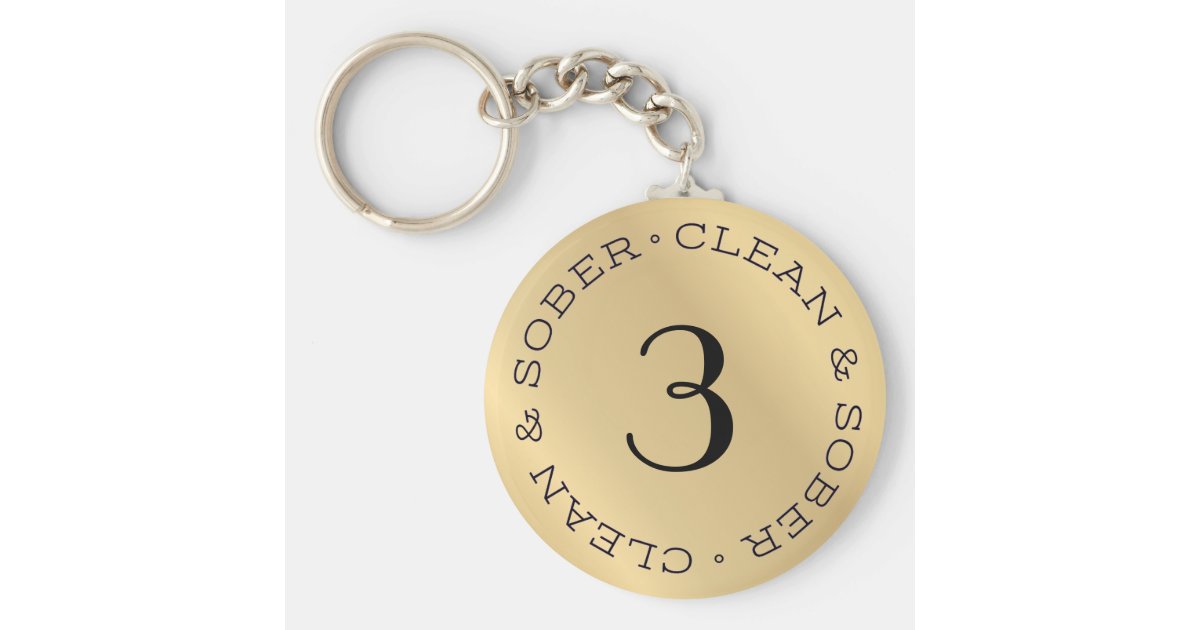 Personalized Gold Sobriety Anniversary Key Chain | Zazzle