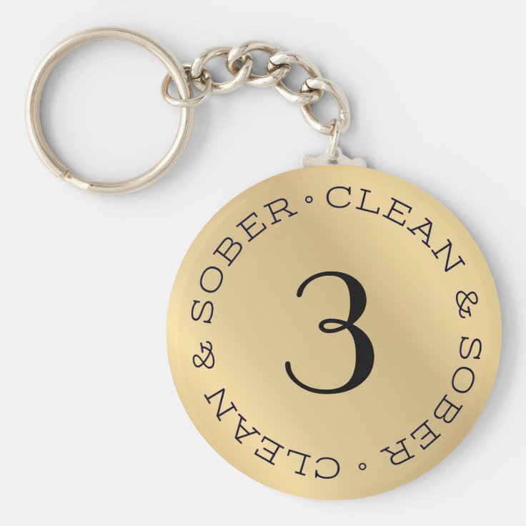 Personalized Gold Sobriety Anniversary Key Chain | Zazzle