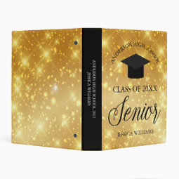 Personalized Gold Sparkle High School Senior Glam Mini Binder | Zazzle