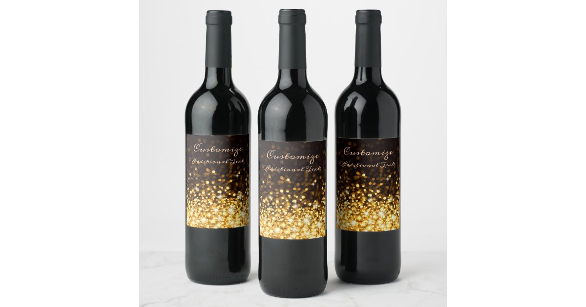 Personalized Gold Sparkle Wine Label | Zazzle