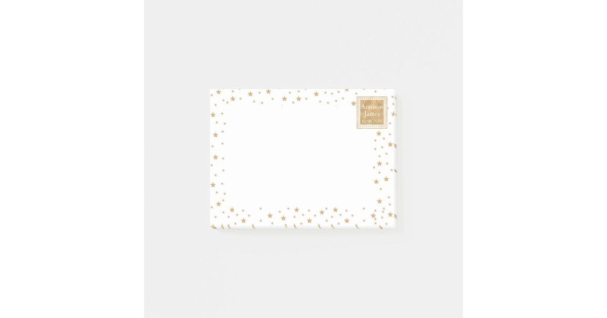 Personalized Gold Star Glitter Sparkle White Cute Post-it Notes | Zazzle