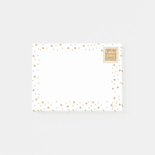 Personalized Gold Star Glitter Sparkle White Cute Post-it Notes | Zazzle