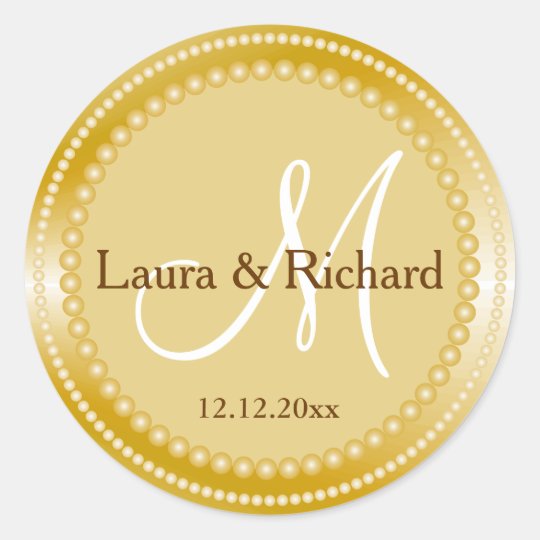 Personalized Gold Wedding Monogram Seals | Zazzle.com