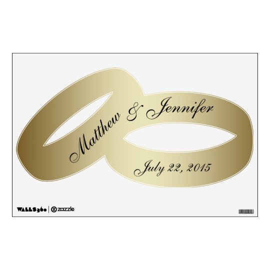 Personalized Gold Wedding Rings Wall Decal | Zazzle.com