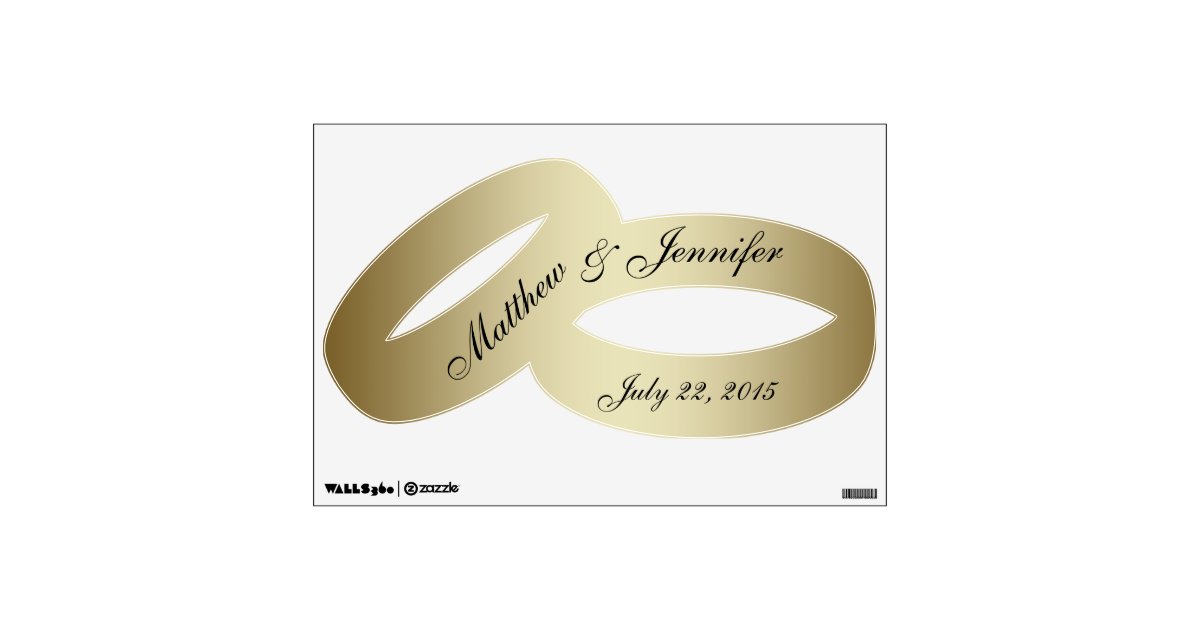 Personalized Gold Wedding Rings Wall Decal | Zazzle