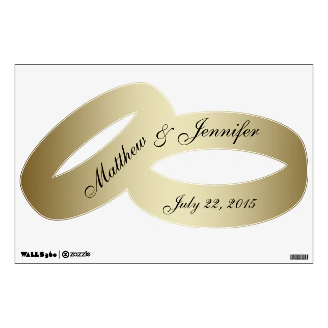 Personalized Gold Wedding Rings Wall Decal | Zazzle