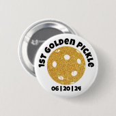 Personalized Golden Pickle Gold Pickleball Glitter Button | Zazzle