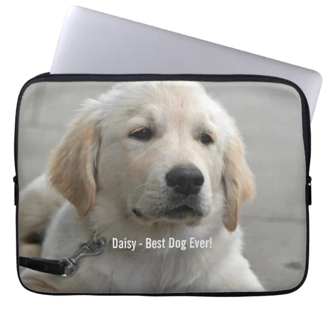 Personalized Golden Retriever Dog Photo and Name Laptop Sleeve | Zazzle