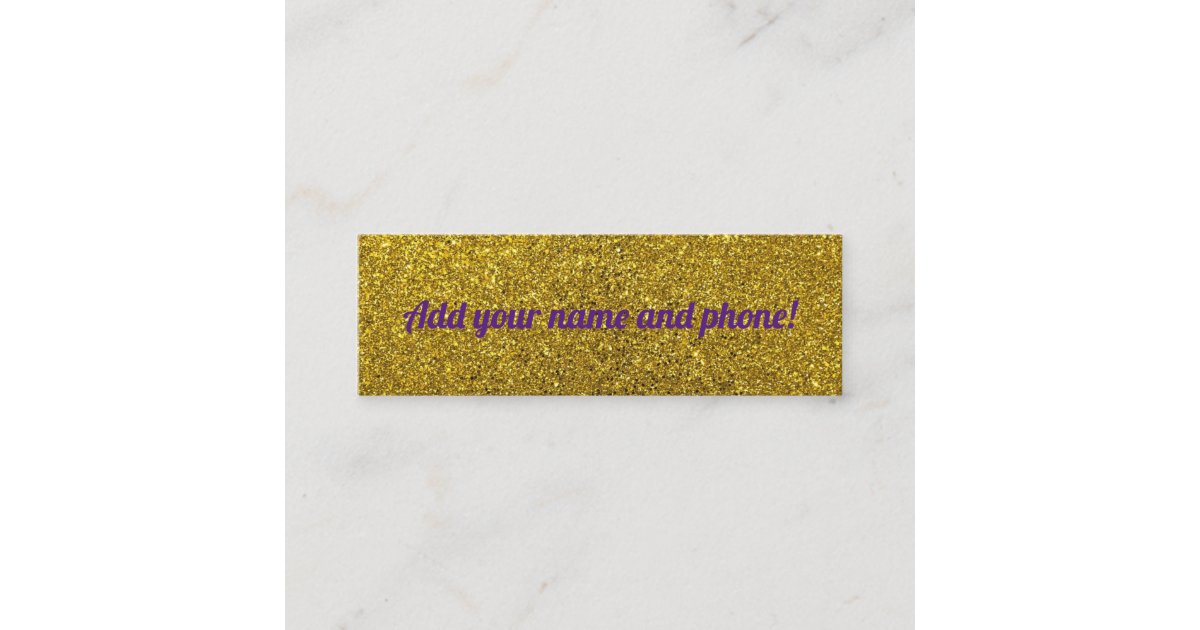 Personalized golden sparkling glitter calling card | Zazzle