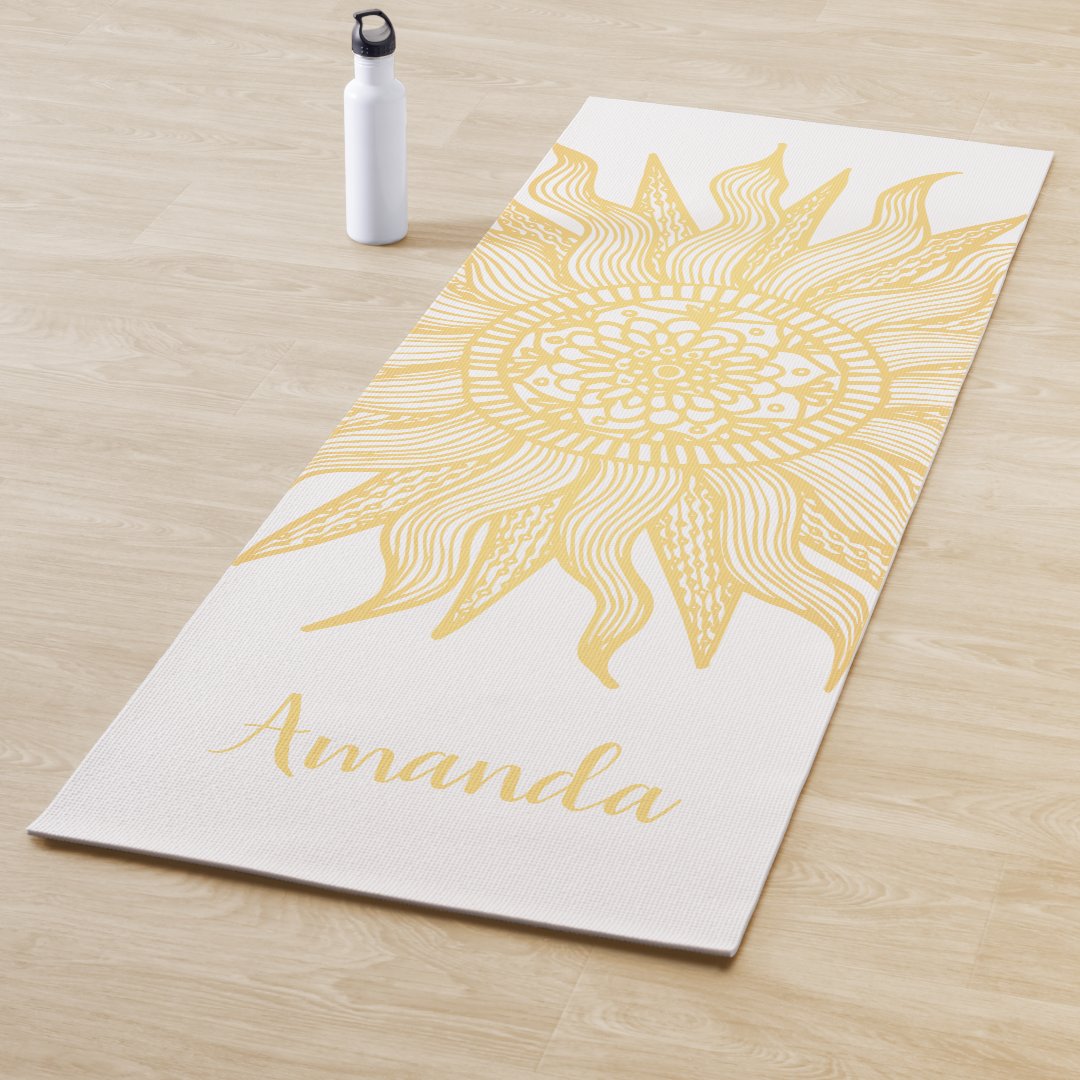 Personalized Golden Sun Boho Mandala Yoga Mat | Zazzle