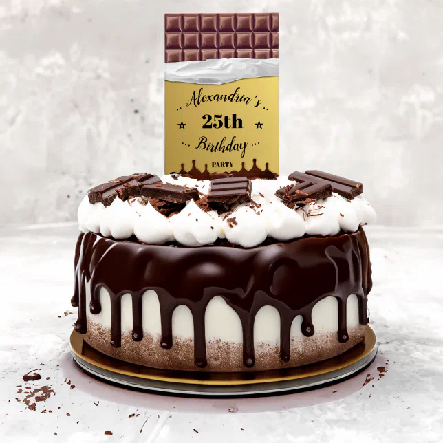 Personalized Golden Ticket Chocolate Bar Birthday Cake Topper | Zazzle
