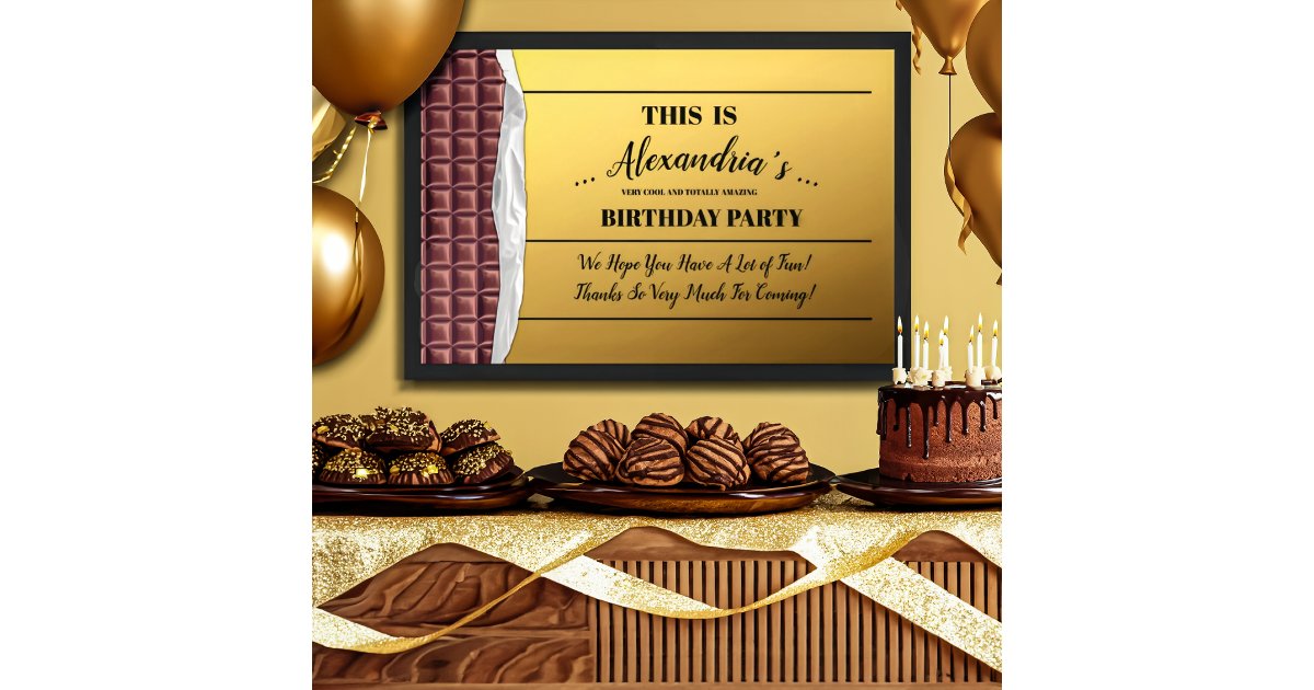 Personalized Golden Ticket Chocolate Birthday Poster | Zazzle