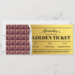 Personalized Golden Ticket Chocolate Invitation | Zazzle