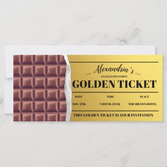 Personalized Golden Ticket Chocolate Invitation | Zazzle