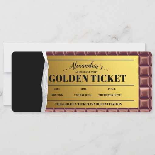 Personalized Golden Ticket Chocolate Party Invitation | Zazzle