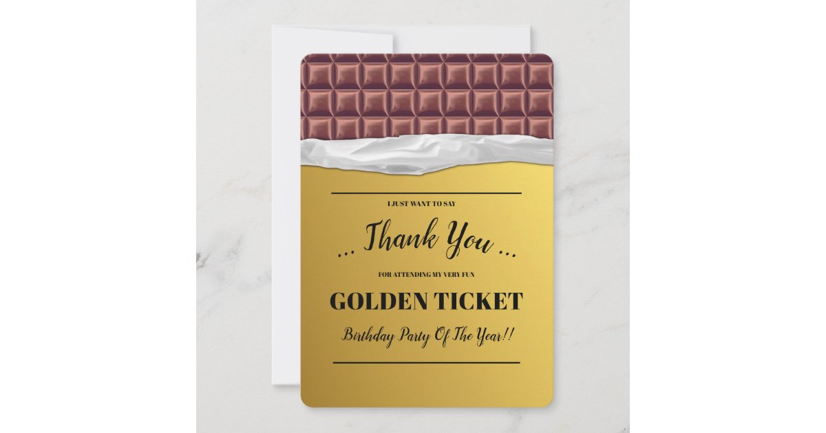Personalized Golden Ticket Chocolate Thank You Card | Zazzle