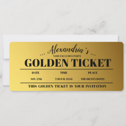 Personalized Golden Ticket Party Invitation | Zazzle