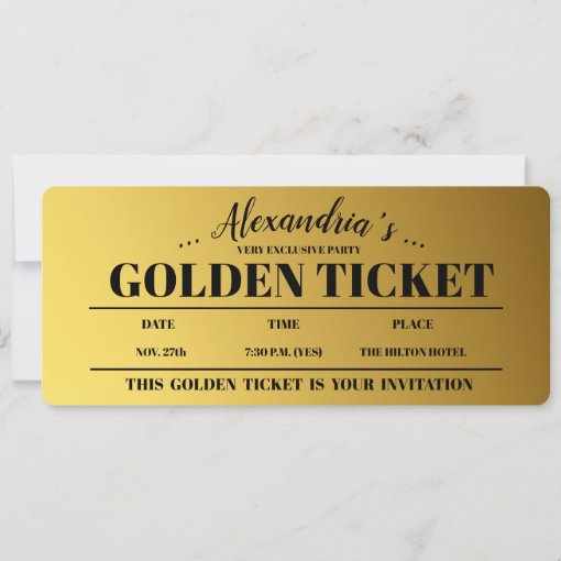 Personalized Golden Ticket Party Invitation | Zazzle