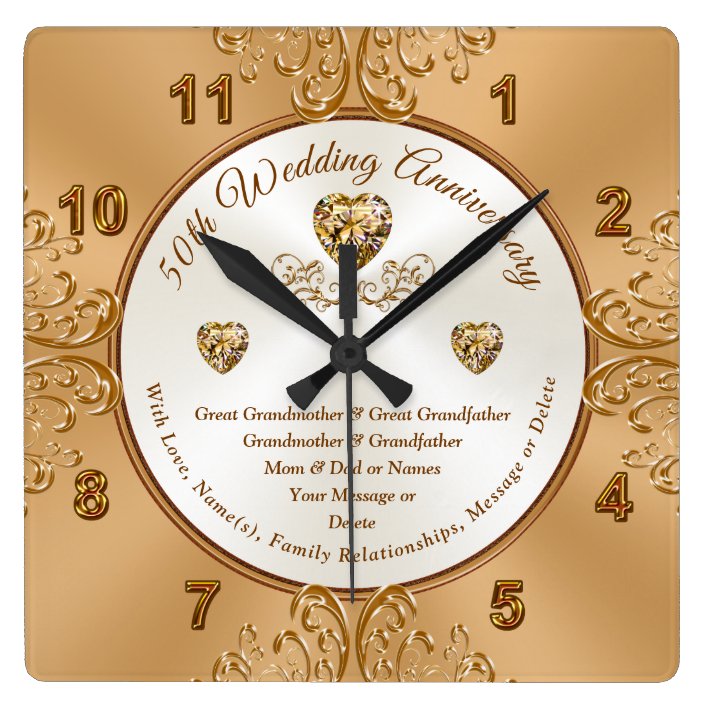 Personalized Golden Wedding Anniversary Clocks | Zazzle.com
