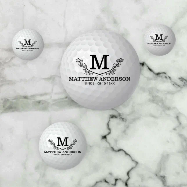 Personalized Golf Ball Pattern Name Monogram Age Confetti | Zazzle