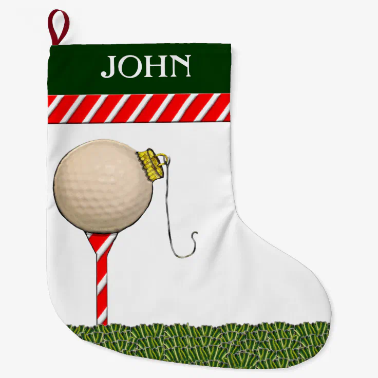 Personalized Golf Christmas Gifts Large Christmas Stocking | Zazzle