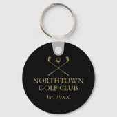 Personalized Golf Club Name Black And Gold Keychain | Zazzle