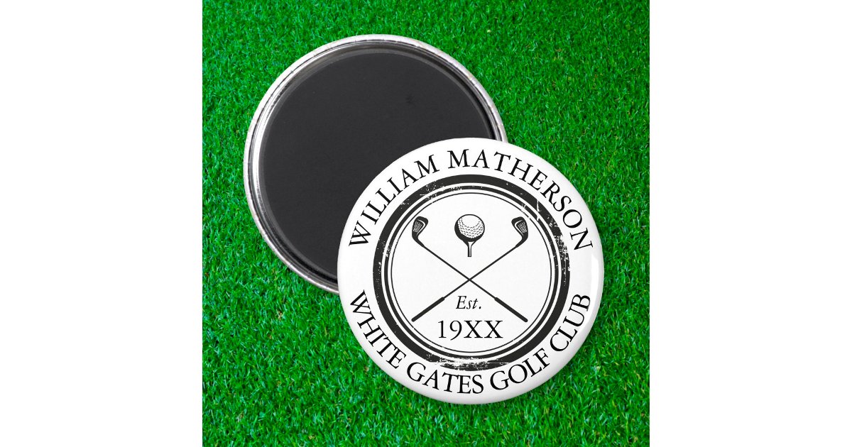 Personalized Golf Club Name Golf Retro Stamp Magnet | Zazzle