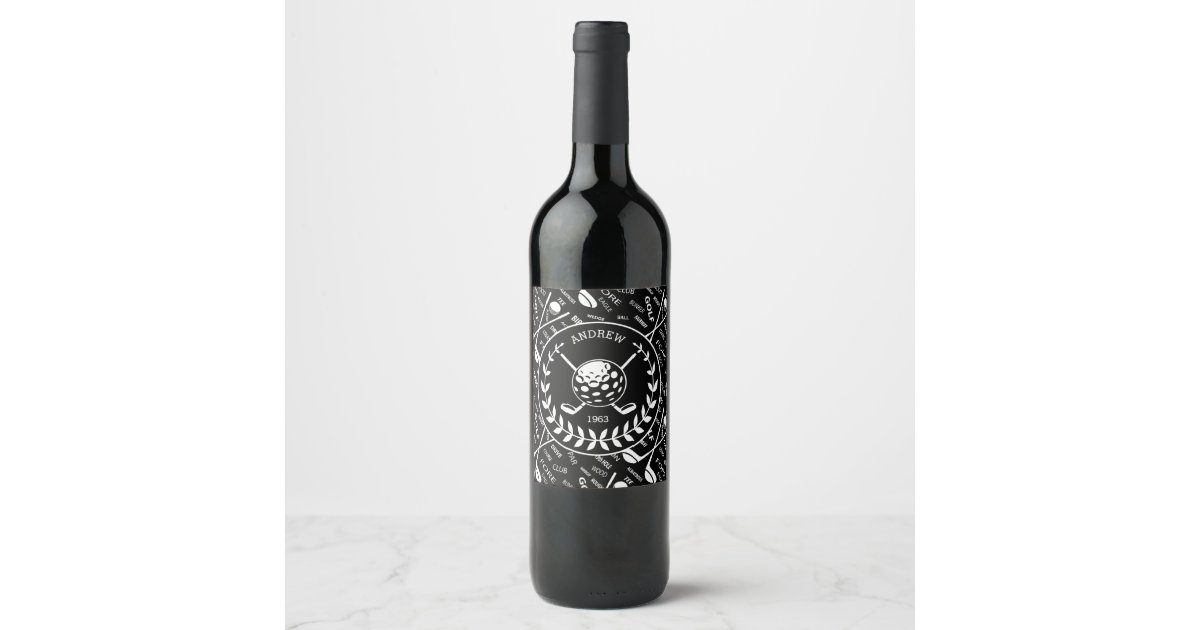Personalized golfer stylish golf logo wine label | Zazzle
