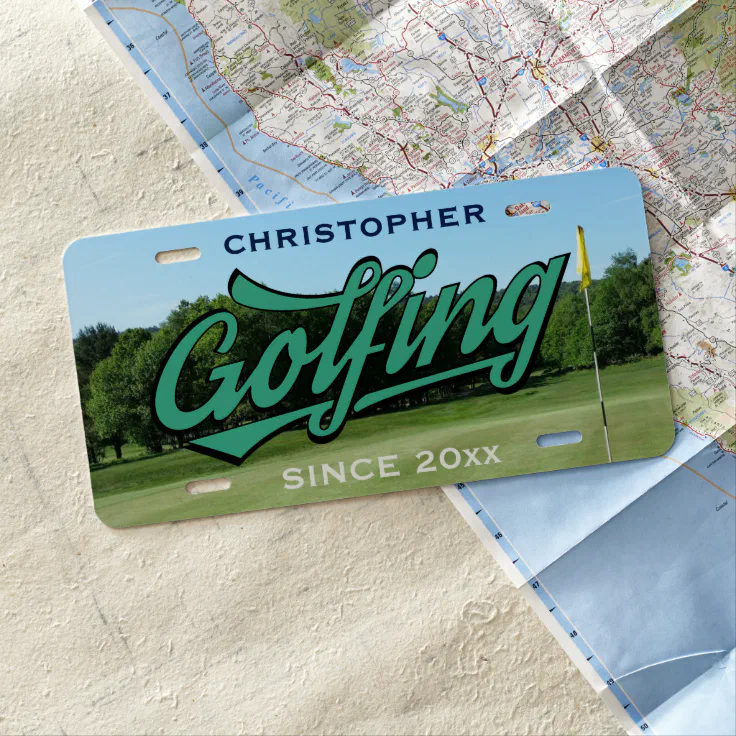 Personalized Golfing Since Golf Cart License Plate | Zazzle