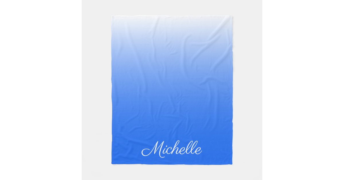 Personalized gradient ombre electric blue fleece blanket | Zazzle